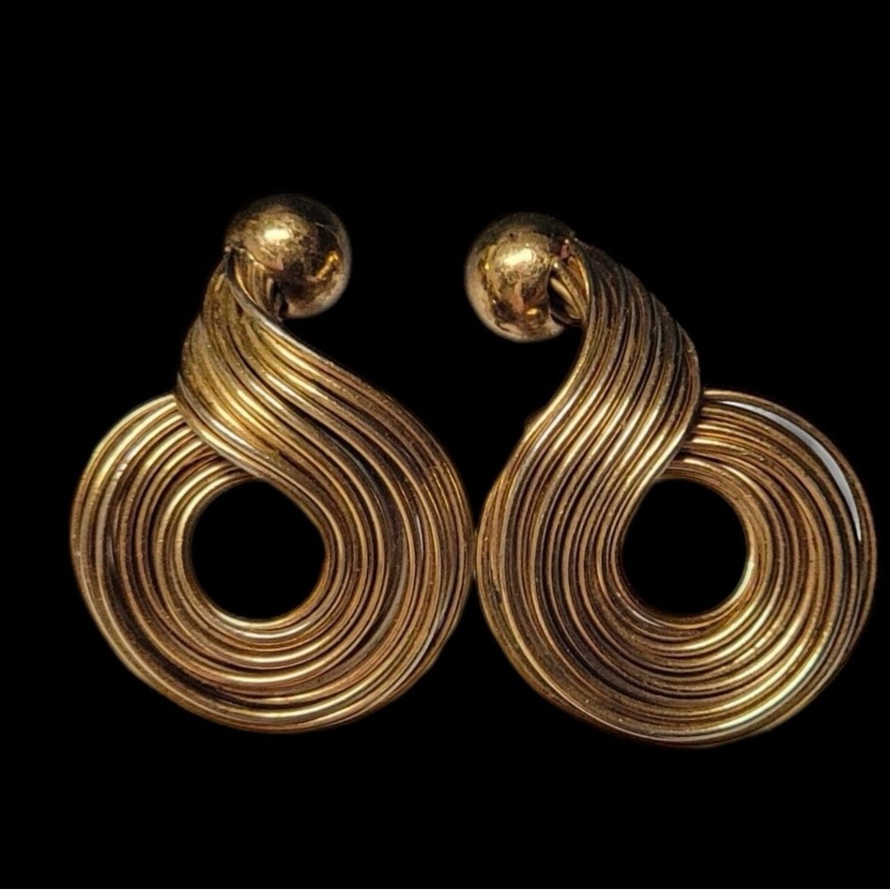 Vintage Napier Pat Pend Runway Statement Earrings - Gem